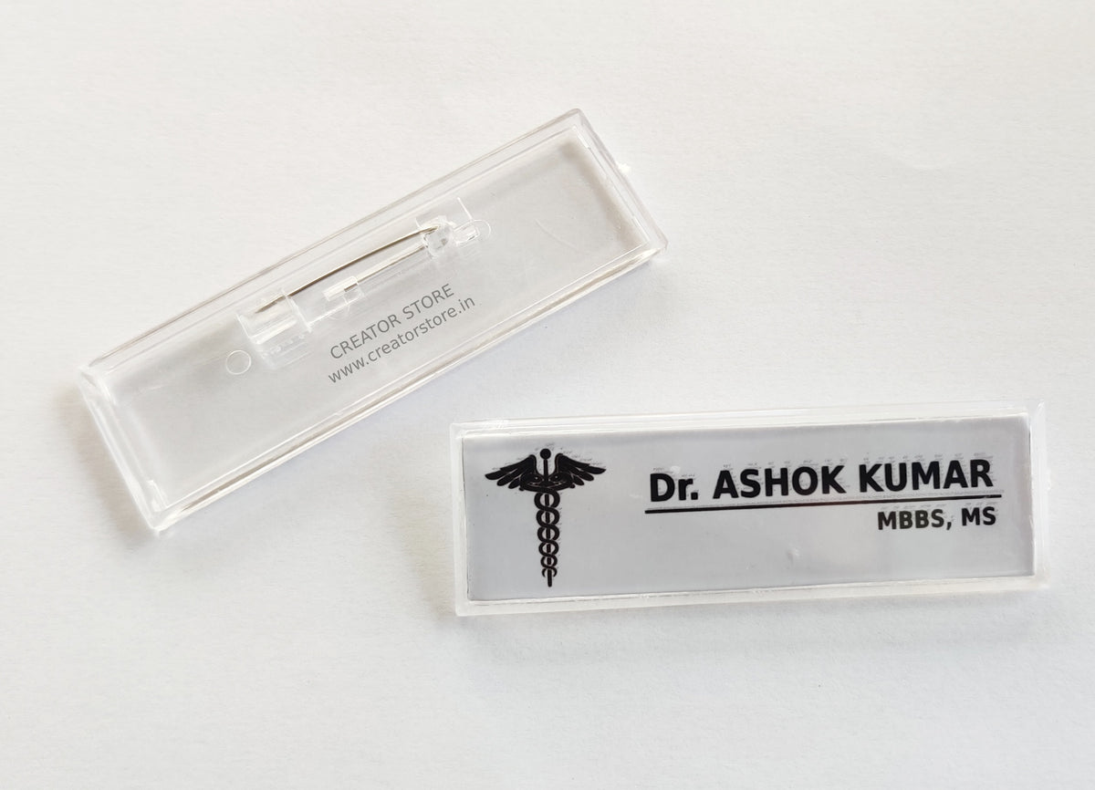 Acrylic Custom made Pinback Name Badge – Creator Store