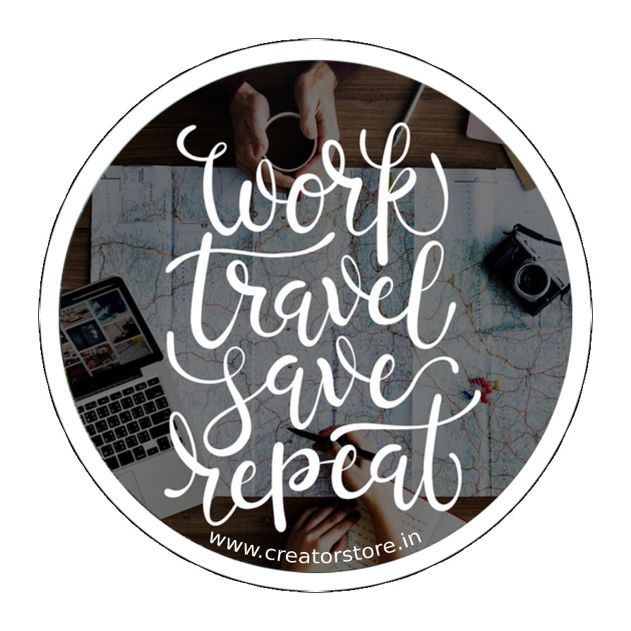Work Travel save repeat Laptop Sticker – Creator Store